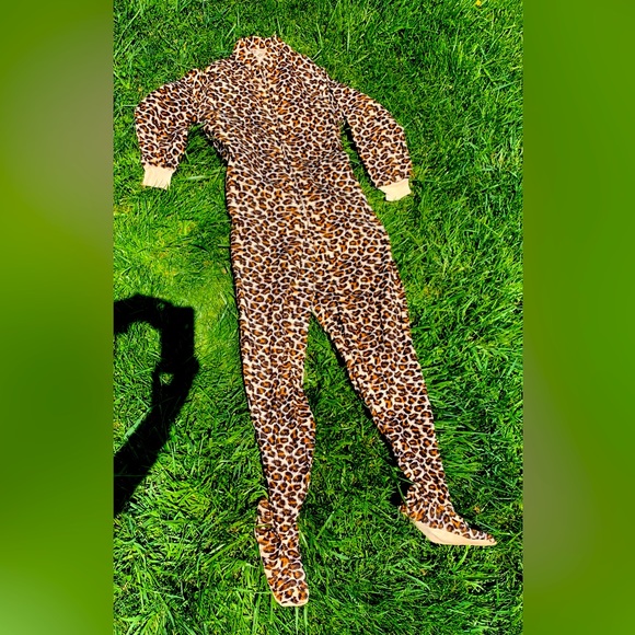 Intimates & Sleepwear | Vintage Leopard Print Onesie With Back Door ...
